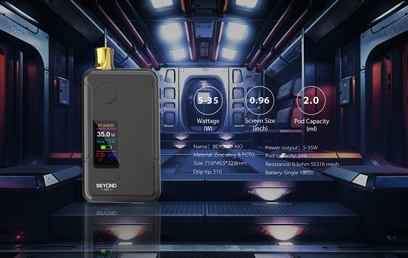 Wellon Beyond Kit 35W 2ml AIO Mod Pod System Kit Single 18650